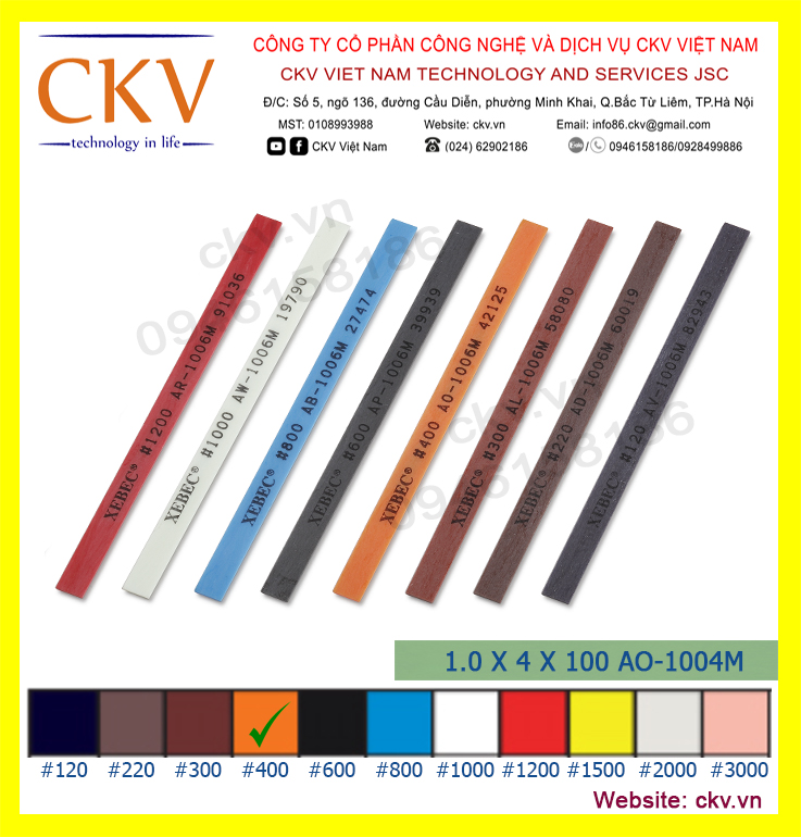 Đá mài Xebec 1.0 X 4 X 100 AO-1004M #400